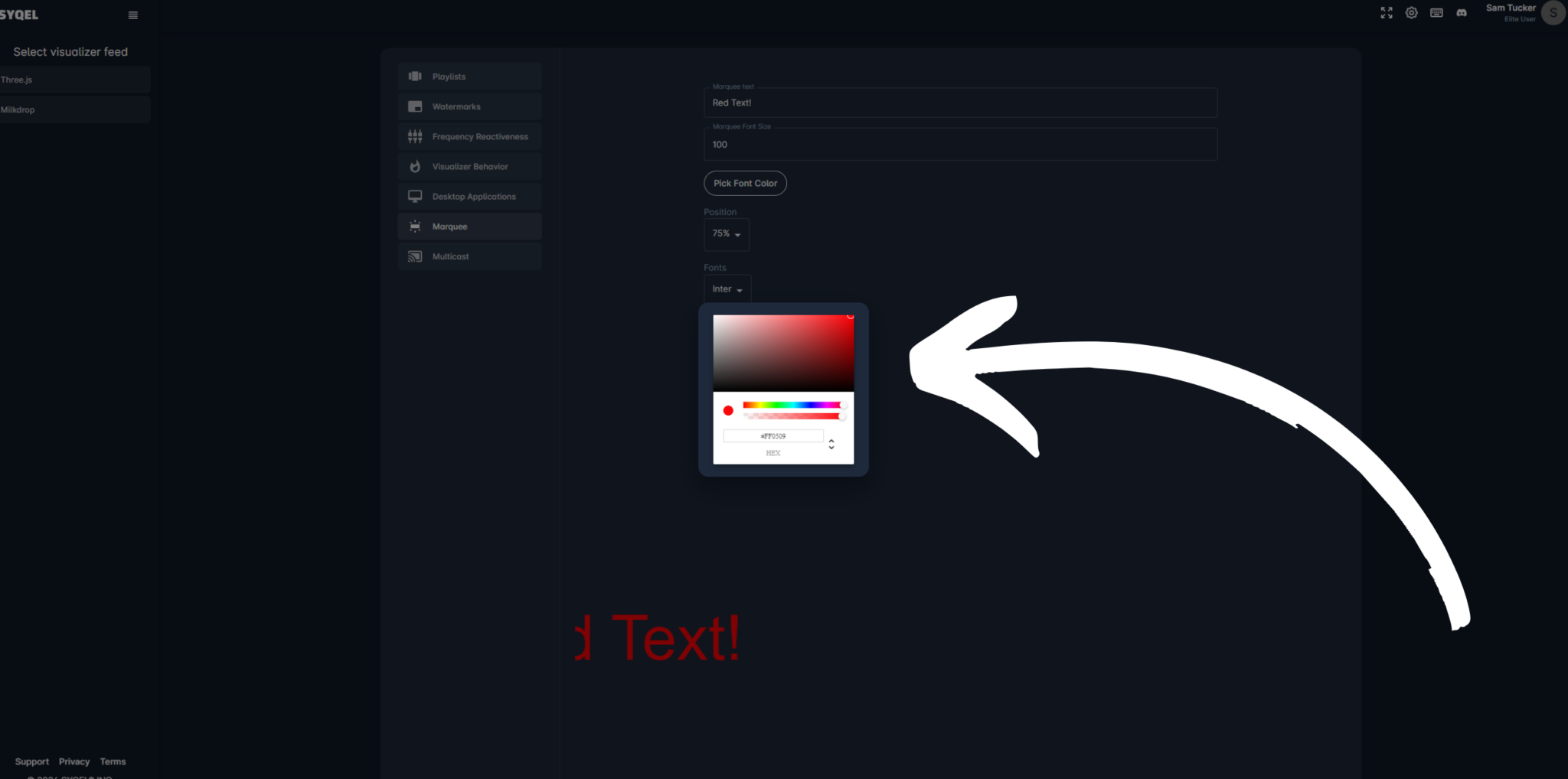 Marquee Text Settings - SYQEL Support